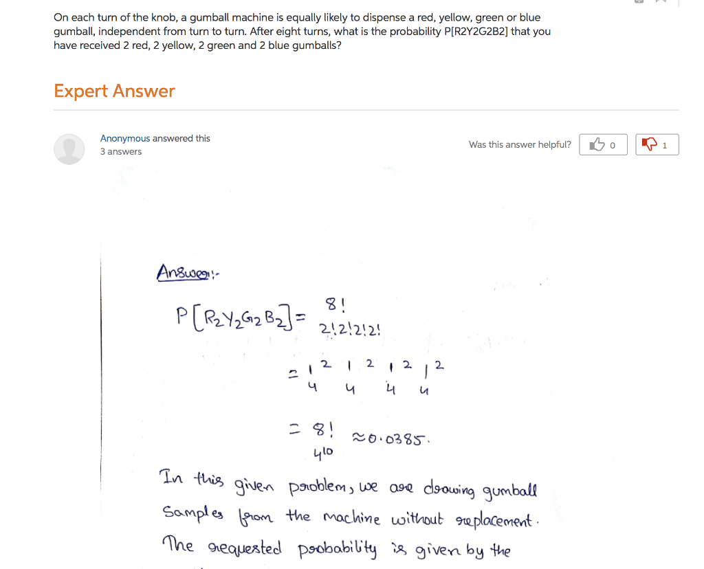 Solved On each turn of the knob, a gumball machine is | Chegg.com