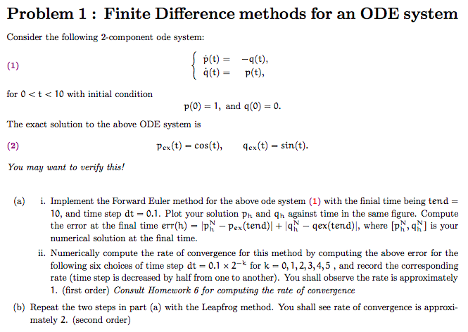 Problem 1 : Finite Difference methods for an ODE | Chegg.com