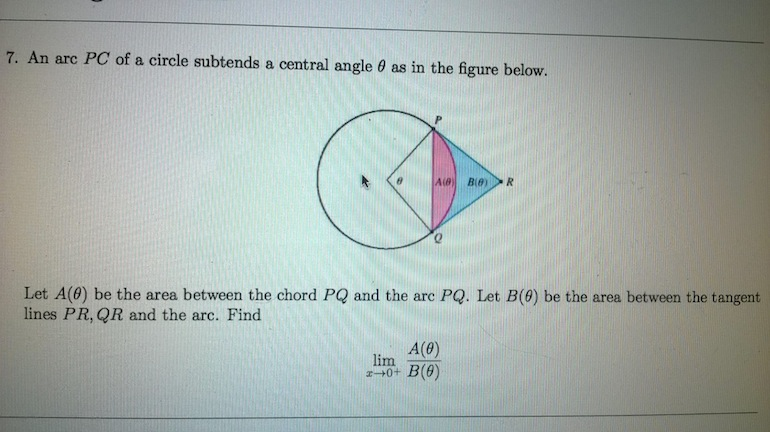 Solved 7. An arc PC of a circle subtends a central angle | Chegg.com