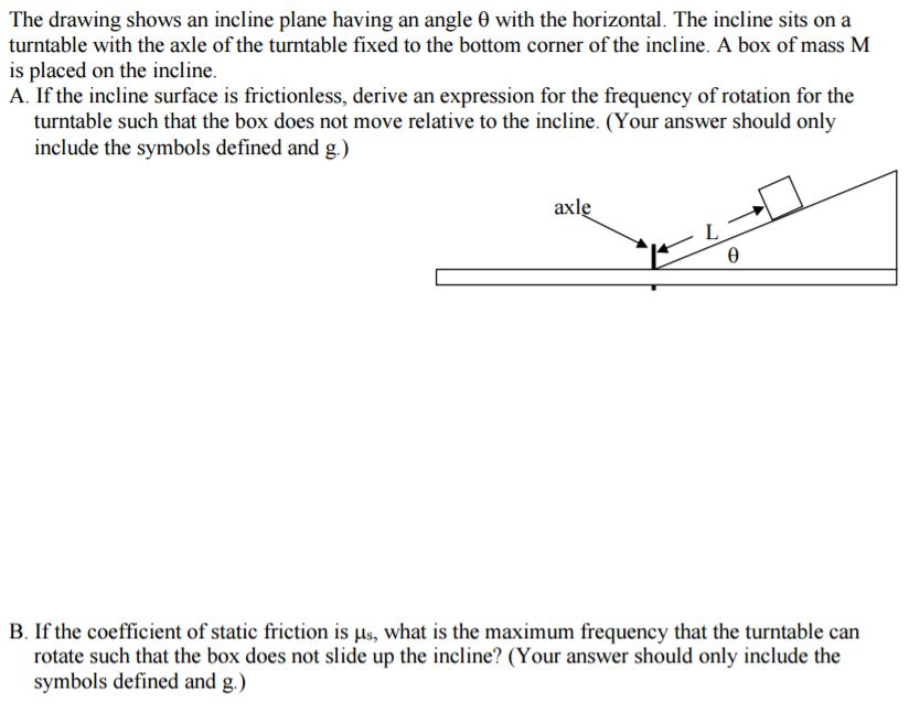 Solved The drawing shows an incline plane having an angle | Chegg.com