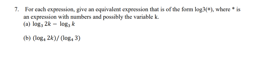 Solved 7. For each expression, give an equivalent expression | Chegg.com