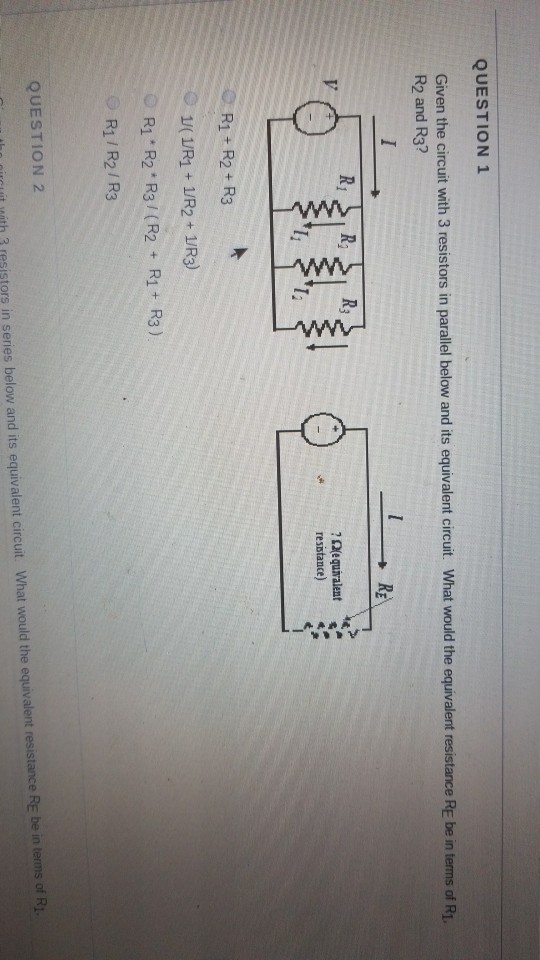 Solved QUESTION 1 Given the circuit with 3 resistors in | Chegg.com