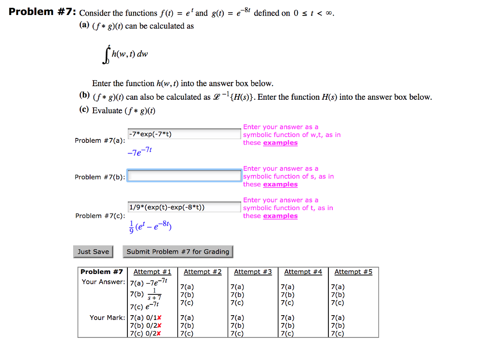 Solved Problem 7 Consider The Functions F t Et And G t Chegg