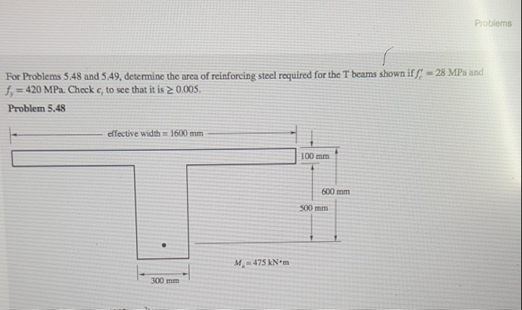 Solved Problems 28 MPa and For Problems 5.48 and 5.49, | Chegg.com