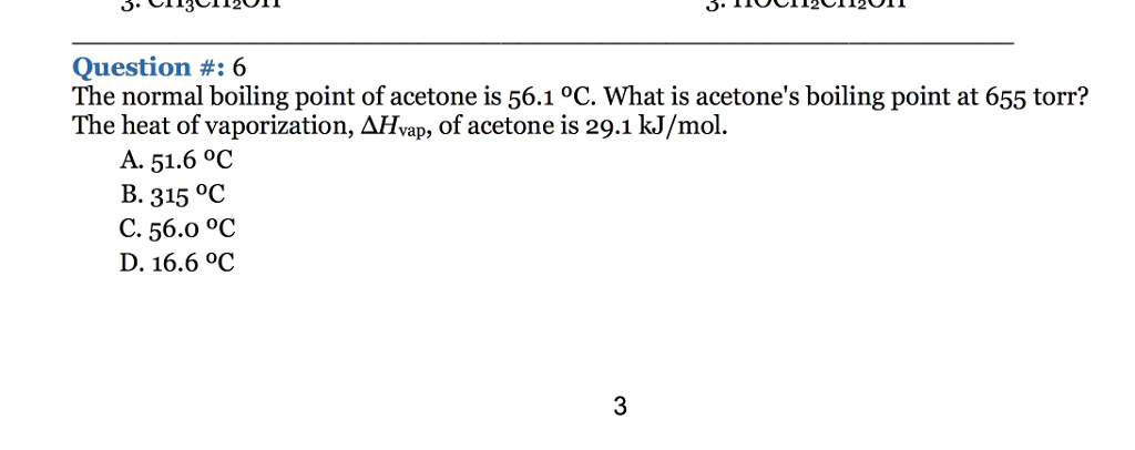 Solved The normal boiling point of acetone is 56.1 degree C. | Chegg.com