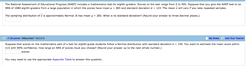 Solved The National Assessment of Educational Progress | Chegg.com