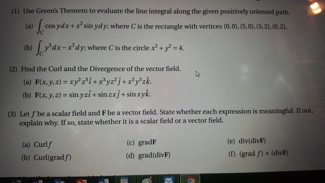 Solved (1) Use Green's Theorem to evaluate the line integral | Chegg.com