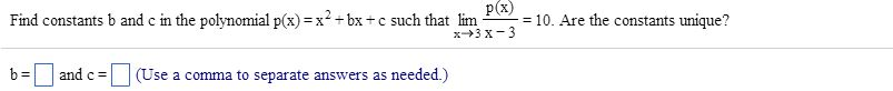 Solved Find Constants B And C In The Polynomial P X X2