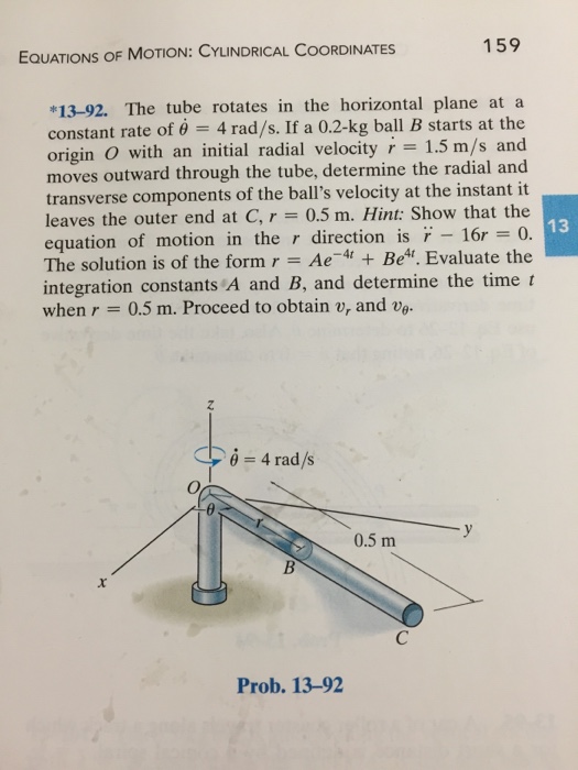 Solved The tube rotates in the horizontal plane at a | Chegg.com