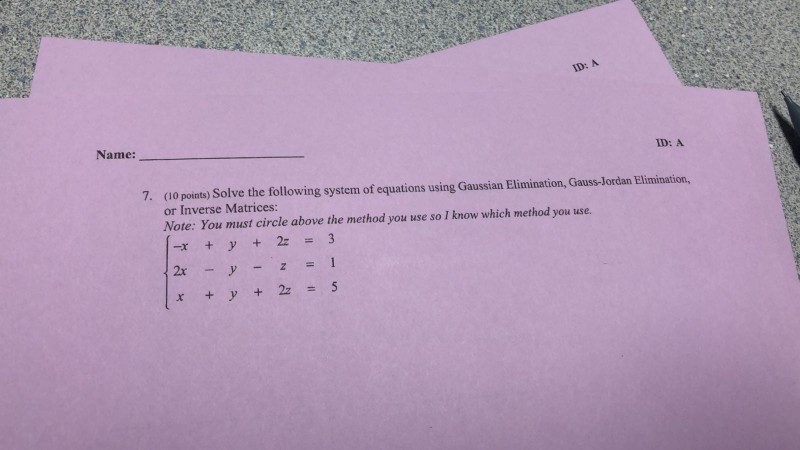 Solved ID: A Name:- ID: A 7. (10 points) Solve the following | Chegg.com
