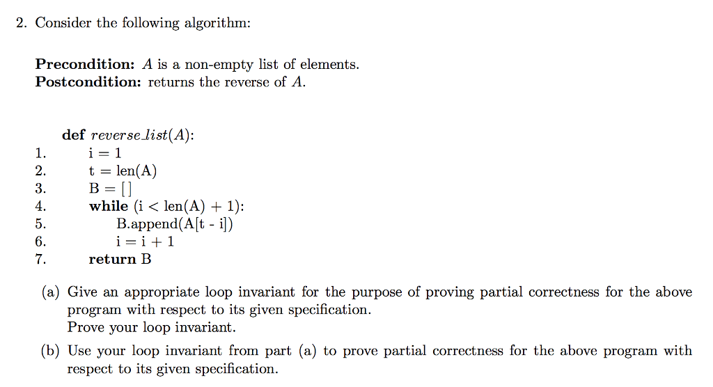 Solved 2 Consider The Following Algorithm Precondition A 