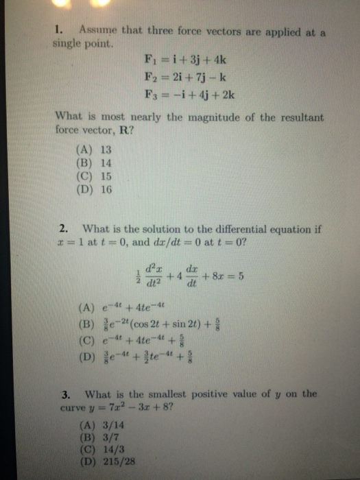 Solved Assume that three force vectors are applied at a | Chegg.com