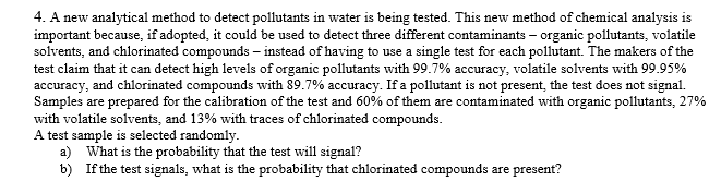 Solved 4. A new analytical method to detect pollutants in | Chegg.com