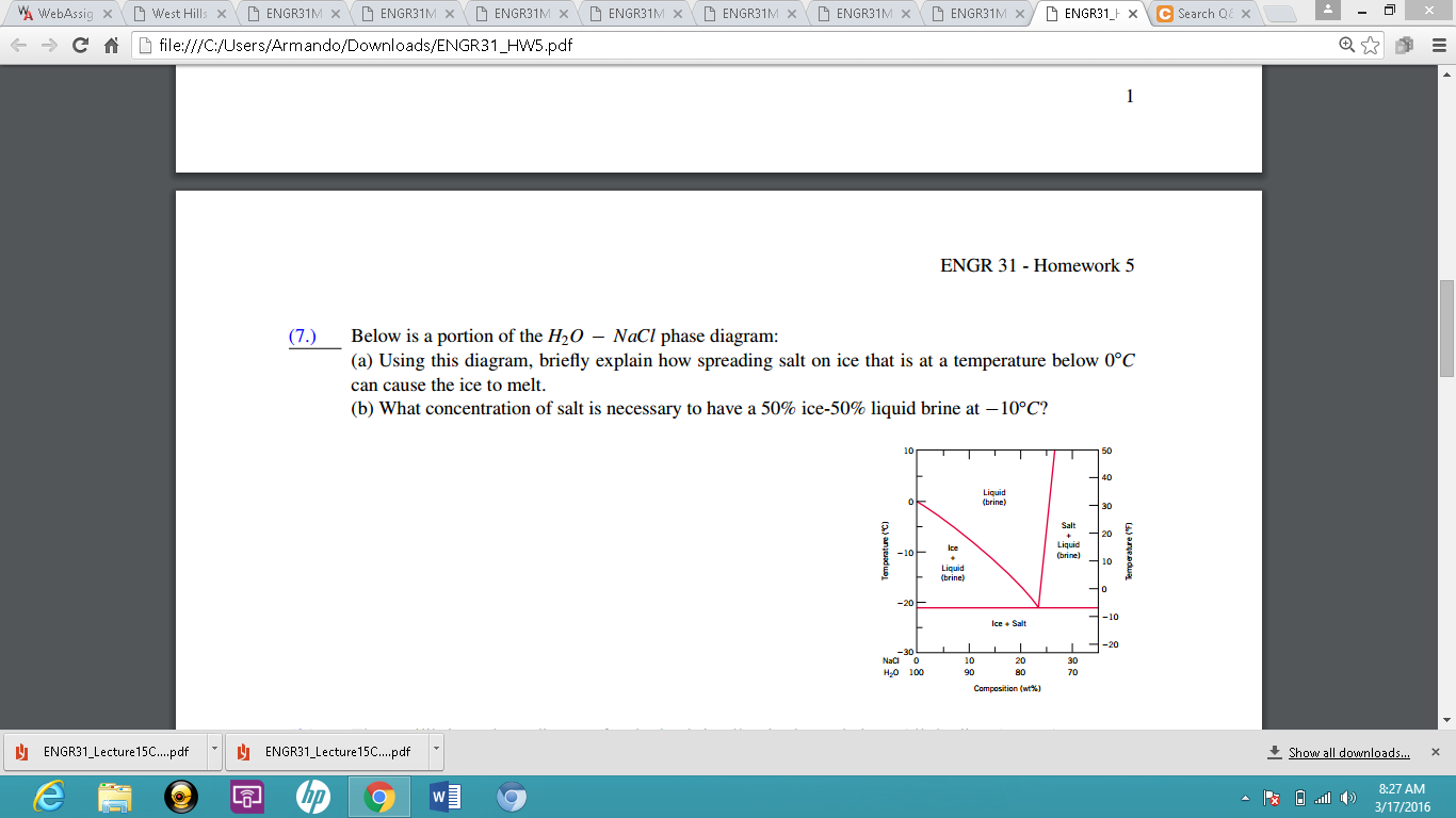 Solved Below is a portion of the H_2O - NaCl phase diagram: | Chegg.com