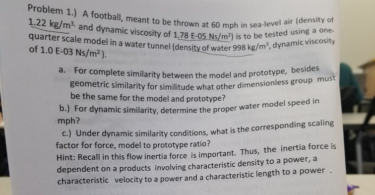 Solved Problem 1.) A football, meant to be thrown at 60 mph | Chegg.com
