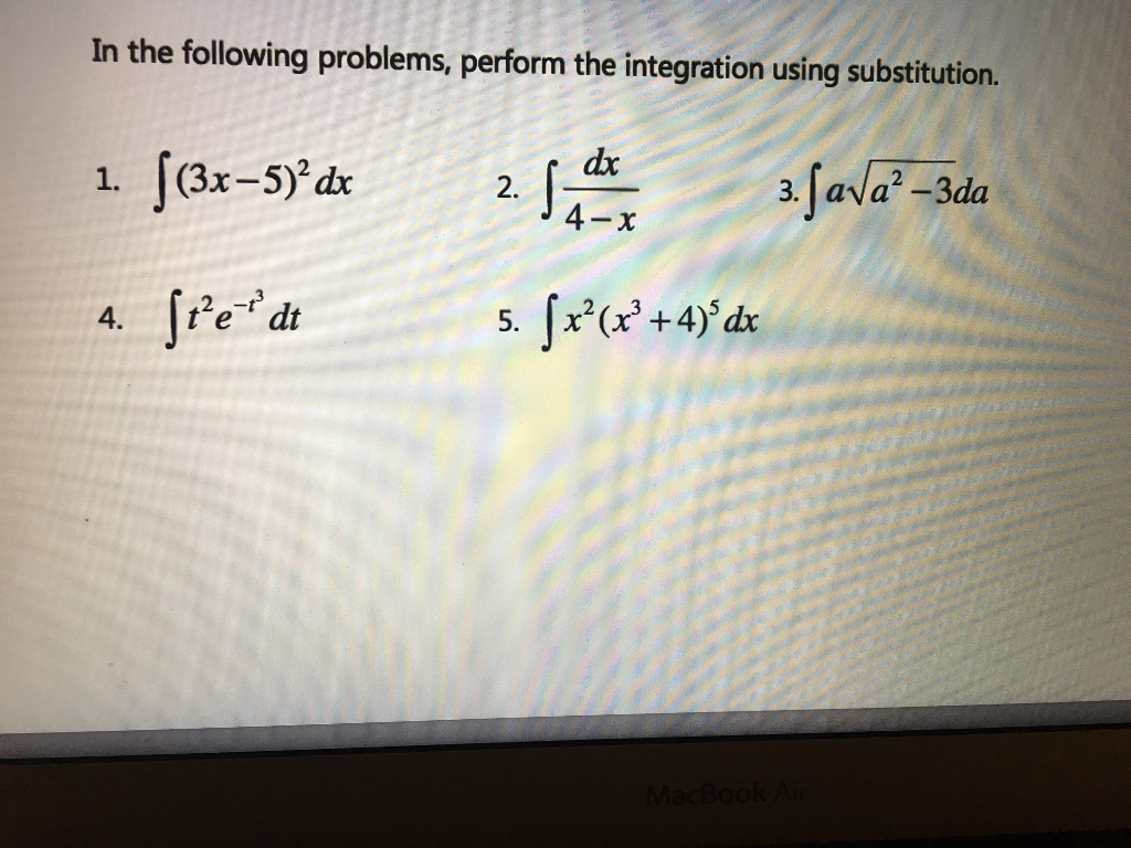 Solved In the following problems, perform the integration | Chegg.com