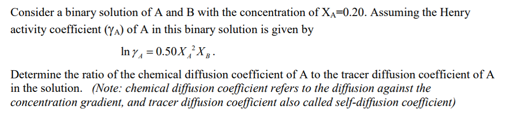 Consider a binary solution of A and B with the | Chegg.com
