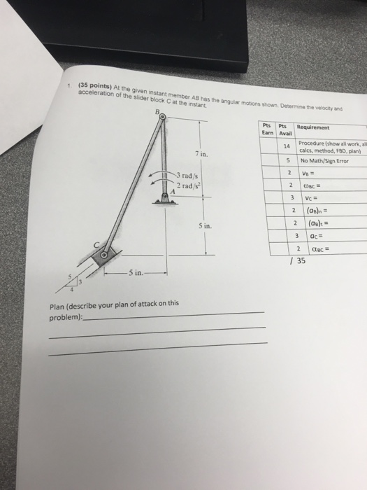 Solved At the given instant member AB has the angular | Chegg.com