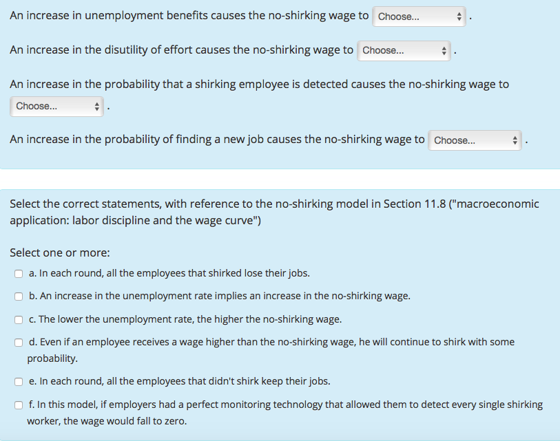 Solved An increase in unemployment benefits causes the | Chegg.com