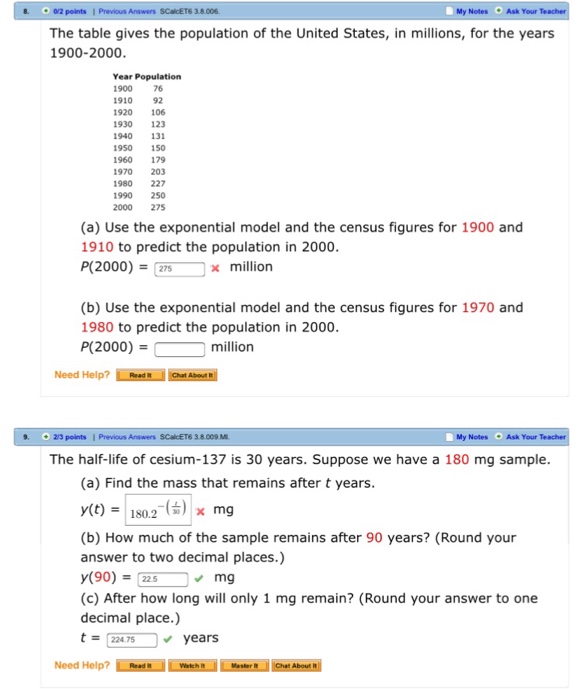 Solved The table gives the population of the United States, | Chegg.com