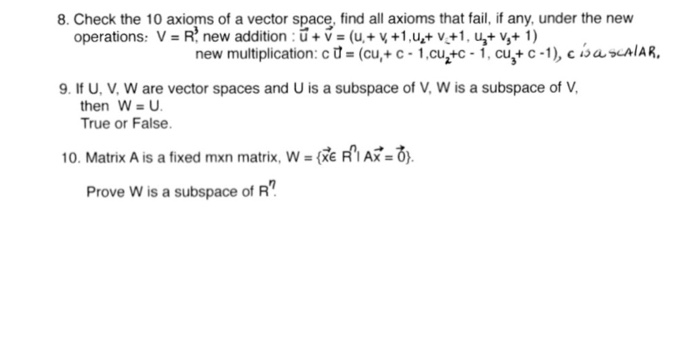 Solved Check the 10 axioms of a vector space, find all | Chegg.com