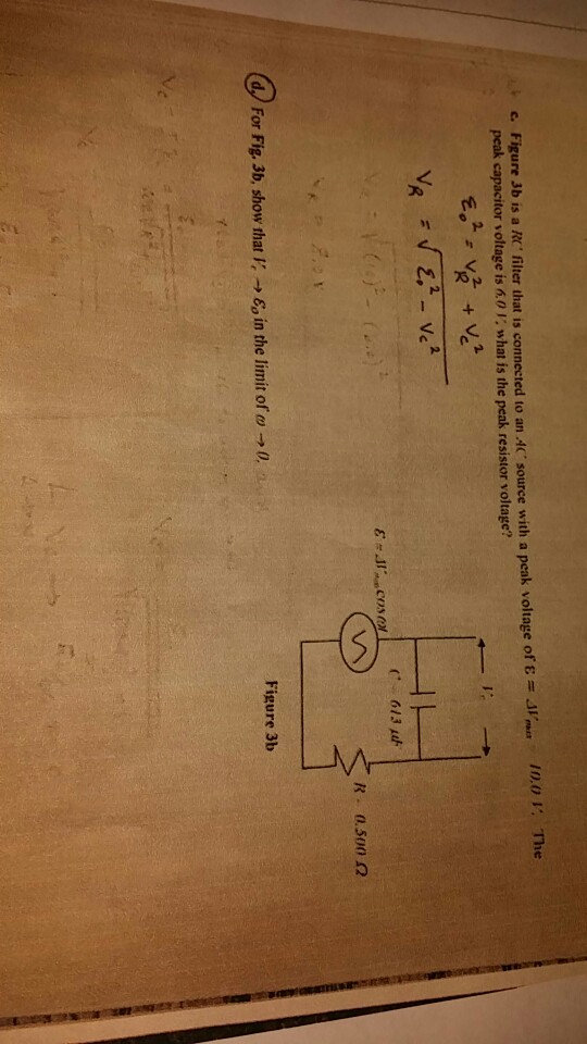 Solved Figure 3b is a RC filter that is connected to an AC | Chegg.com