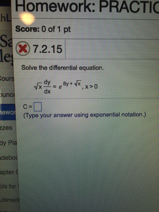 Solved Solve the of differential equation. Squareroot x | Chegg.com