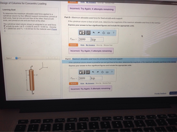 Solved To determine the minimum allowable acial force | Chegg.com
