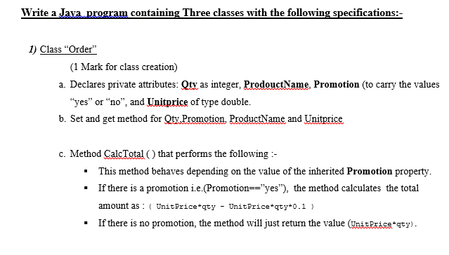 Solved Write A Javaprogram Containing Three Classes With 