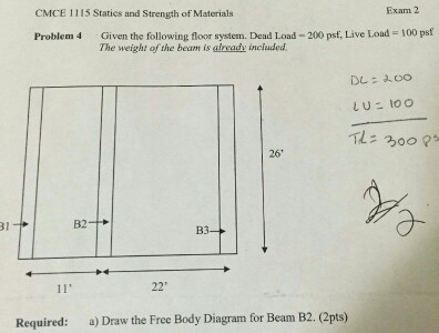 Solved Given the following floor system. Dead Load = 200 | Chegg.com