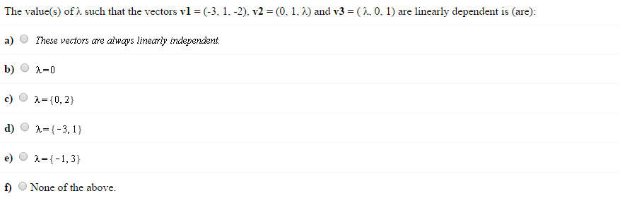 Solved The Values Of Lambda Such That The Vectors V1 4062