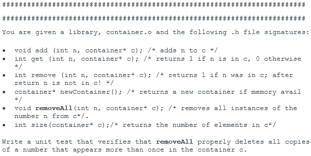 Solved You are given a library, container.o and the | Chegg.com