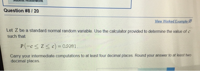 Standard Normal Random Variable Calculator