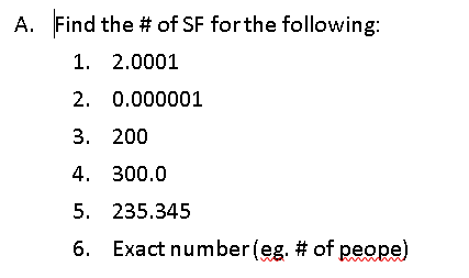 Solved Find the # of SF for the following: 2.0001 0.000001 | Chegg.com