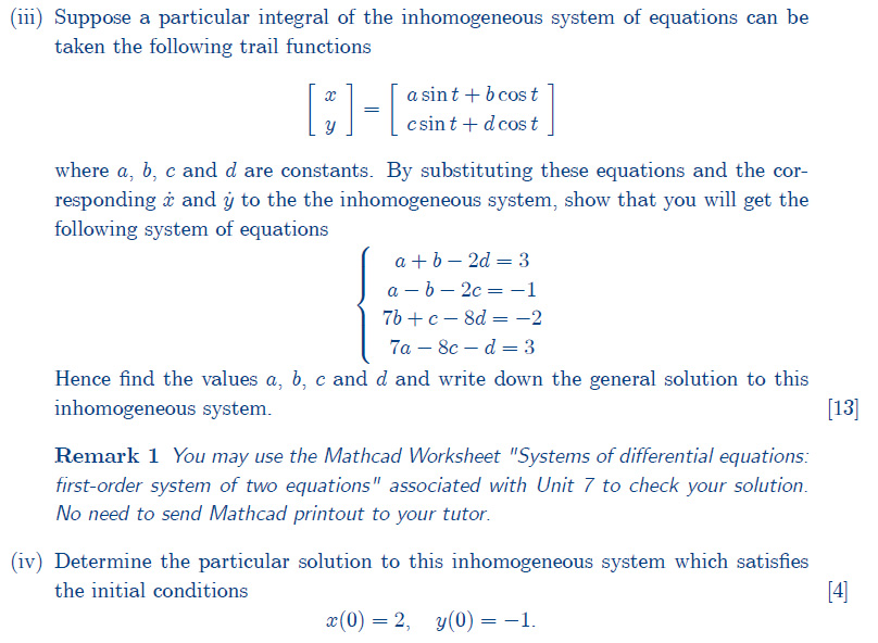 Solved Suppose a particular integral of the inhomogeneous | Chegg.com