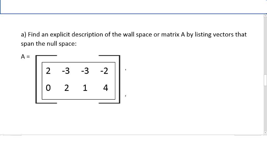 Solved a) Find an explicit description of the wall space or | Chegg.com