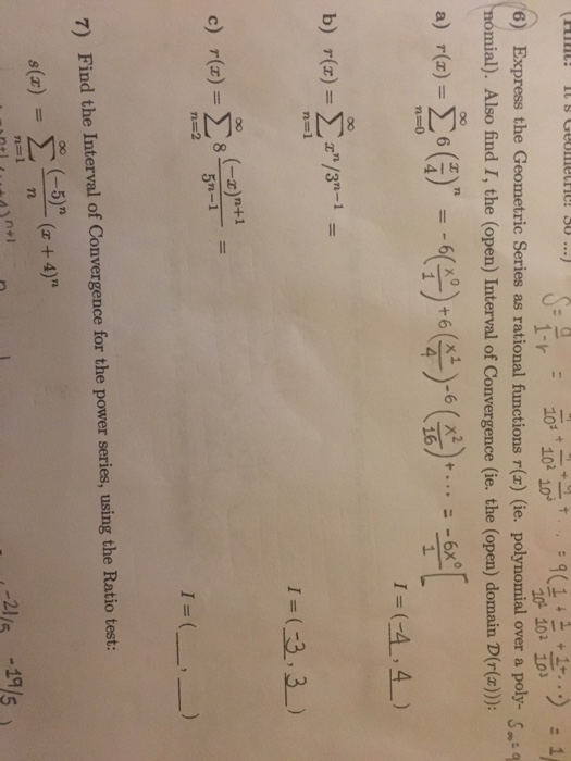 Solved Express the Geometric Series as rational functions | Chegg.com