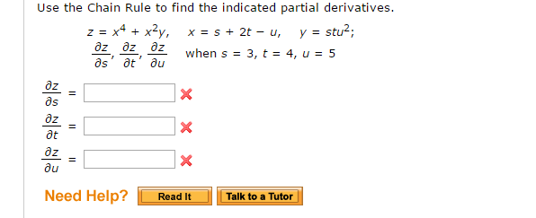 Solved Use the Chain Rule to find the indicated partial | Chegg.com