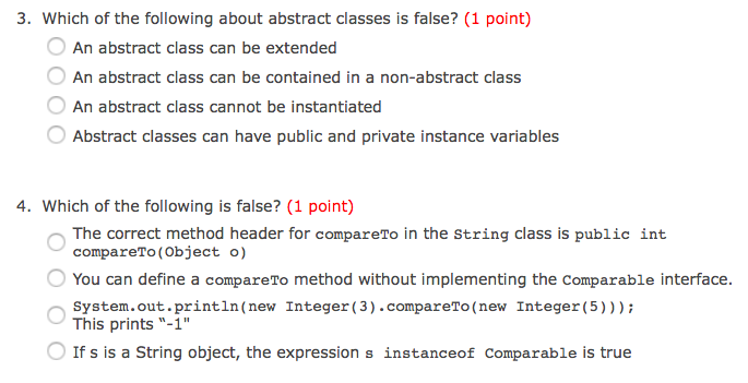 Solved 3 Which Of The Following About Abstract Classes Is