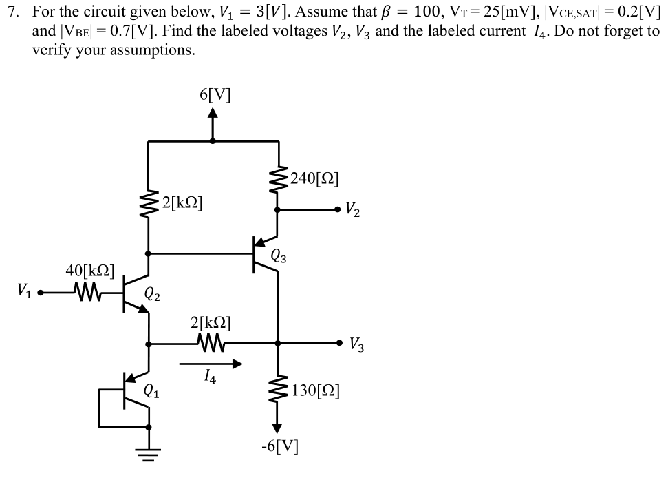 Solved For the circuit given below, V1 = 3V]. Assume that β | Chegg.com