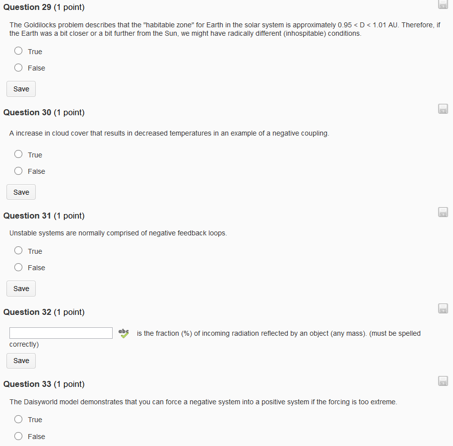 Solved Question 29 (1 point) The Goldilocks problem | Chegg.com