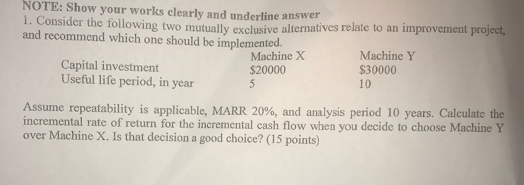 Solved Do not use excel to solve this problem. Only Hand | Chegg.com