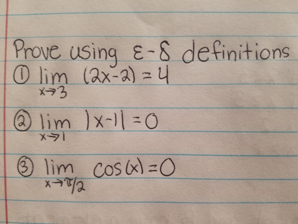Solved Prove using ε98 definitions a) lim 3) lim | Chegg.com