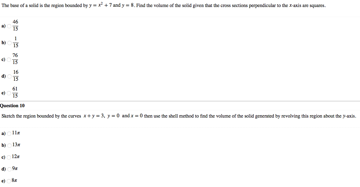 Solved The base of a solid is the region bounded by y x2 7 | Chegg.com