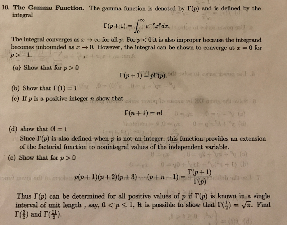 Solved The Gamma Function. The gamma function is denoted by | Chegg.com