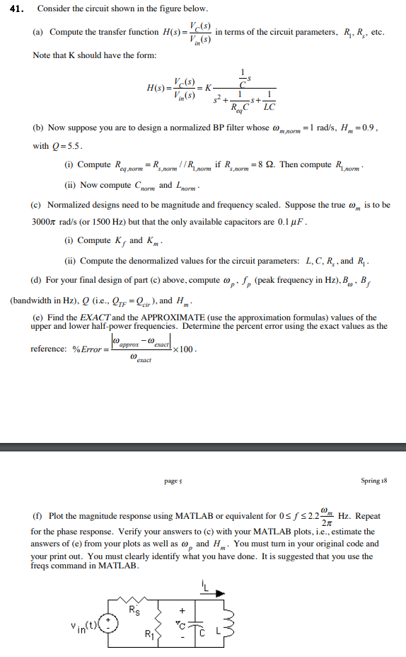 41. Consider the circuit shown in the figure below | Chegg.com