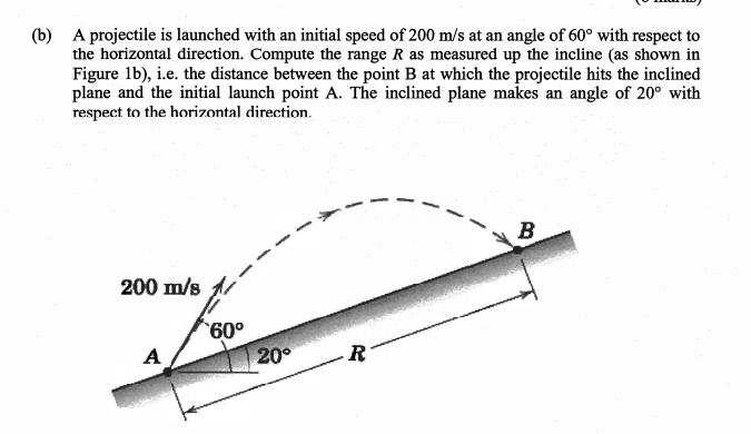 Solved A Projectile Is Launched With An Initial Speed Of 200