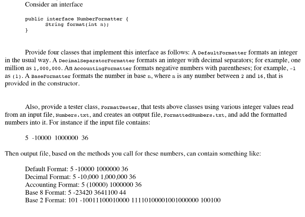 Consider an interface public interface | Chegg.com