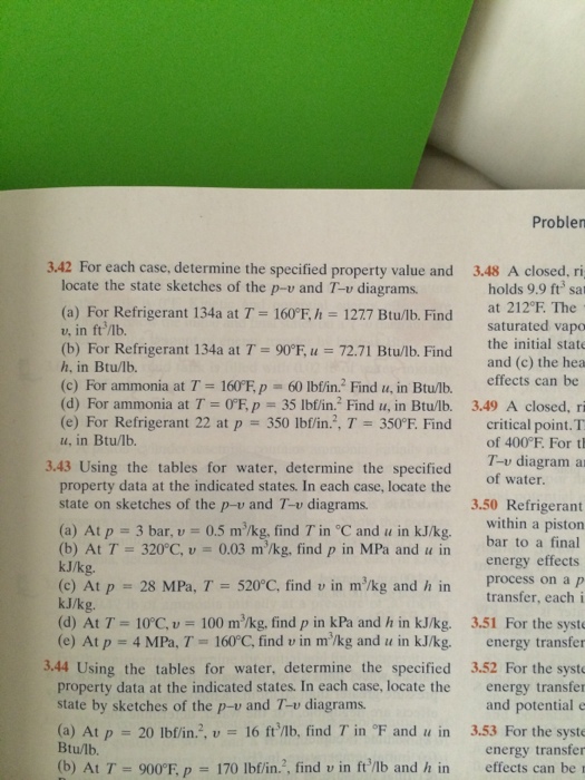 3.42 For each case, determine the specified property | Chegg.com
