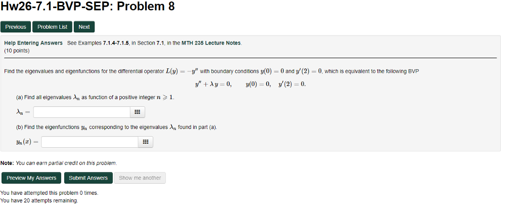 Solved Hw26-7.1-BVP-SEP: Problem 8 PreviouS Problem List | Chegg.com